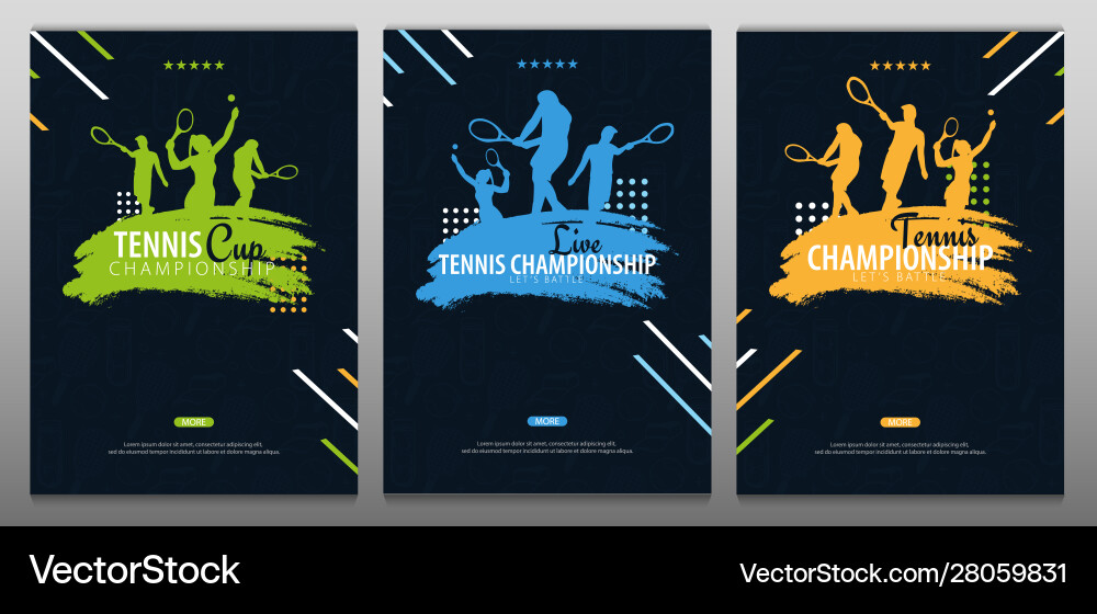Set tennis championship banners design Royalty Free Vector