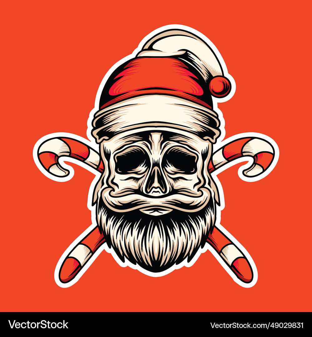 Skull santa graphic design emblem Royalty Free Vector Image
