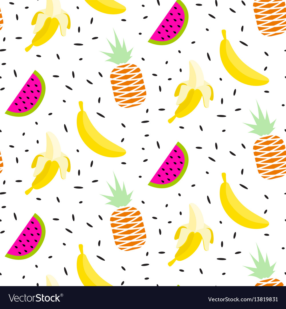 Summer fruit pattern with bananas pineapples and Vector Image