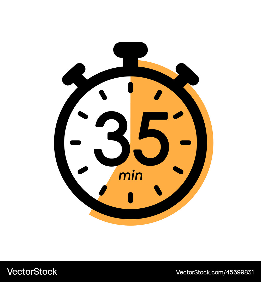 Thirty five minutes stopwatch icon timer symbol Vector Image