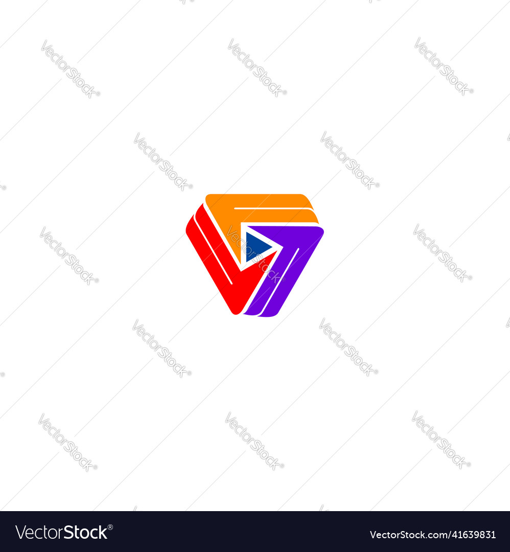 Triangle circle tech colored logo Royalty Free Vector Image