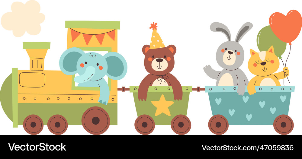 Animals on the train Royalty Free Vector Image