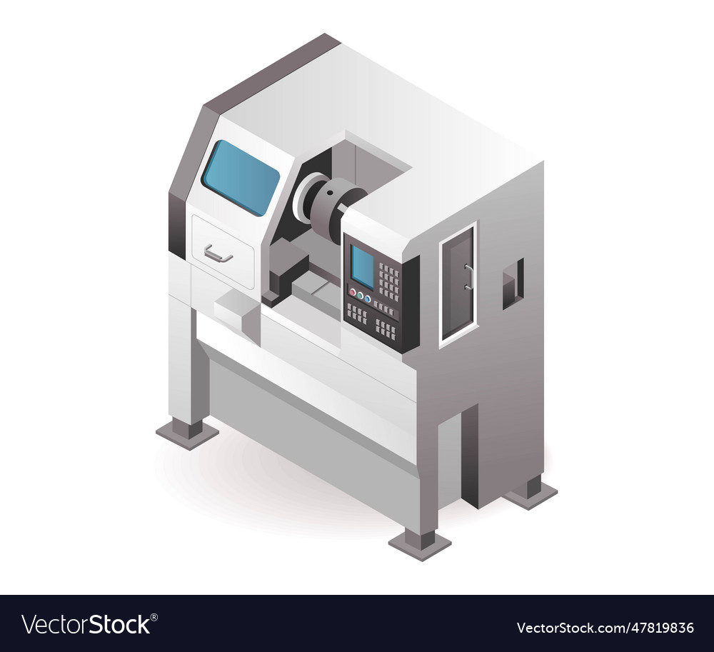 Automatic industrial cnc lathe machine tool Vector Image