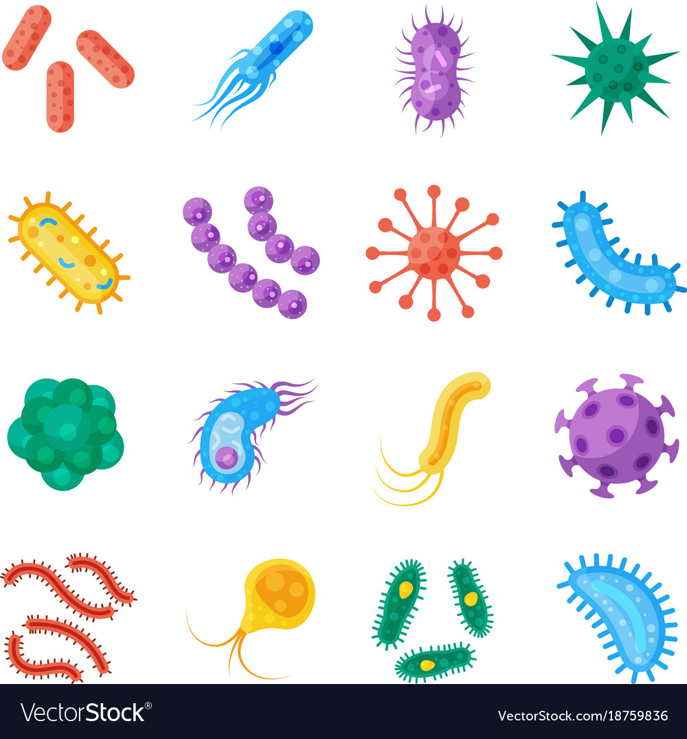 Bacteria and germs colorful set Royalty Free Vector Image Bacteria and germs colorful set Royalty Free Vector Image