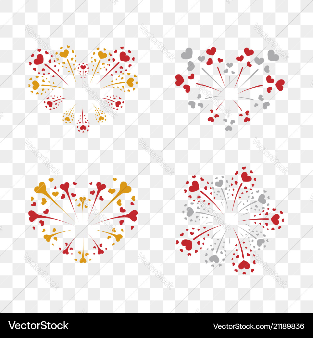 Beautiful heart-fireworks set romantic salute Vector Image