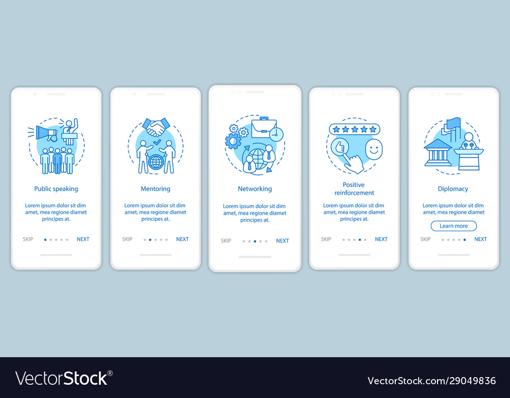 Business skills onboarding mobile app page screen Vector Image