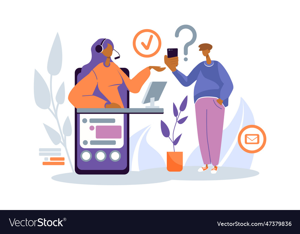 Call center operator dealing with client problems Vector Image