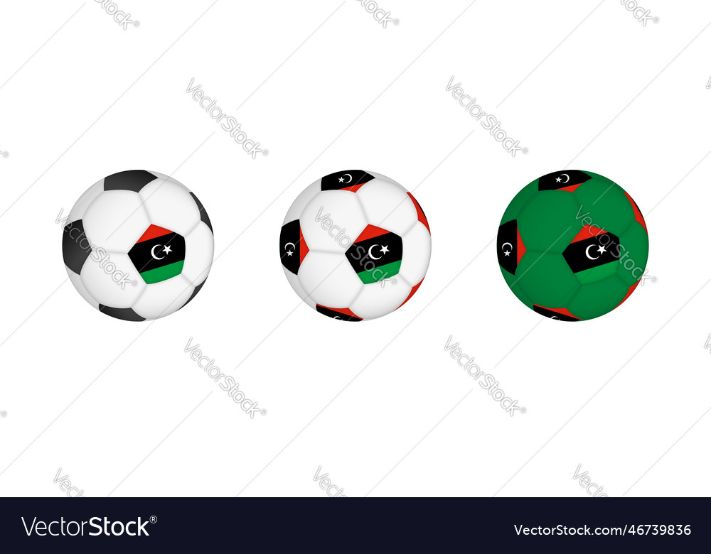 Collection football ball with the libya flag Vector Image