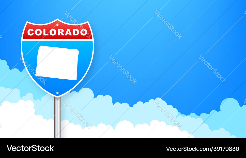 Colorado state map outline road sign Royalty Free Vector