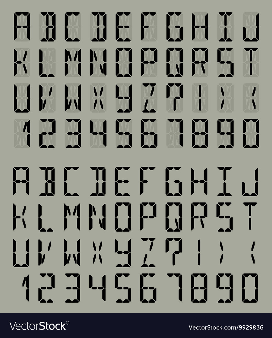 Digital font Royalty Free Vector Image - VectorStock