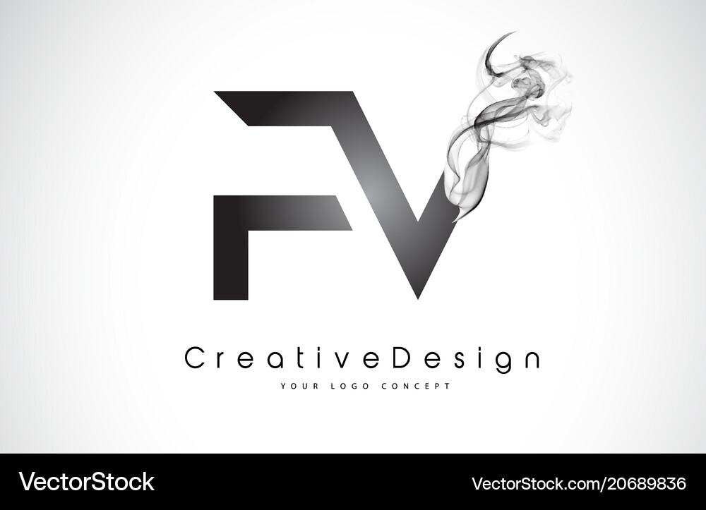 Fv letter logo design with black smoke Royalty Free Vector