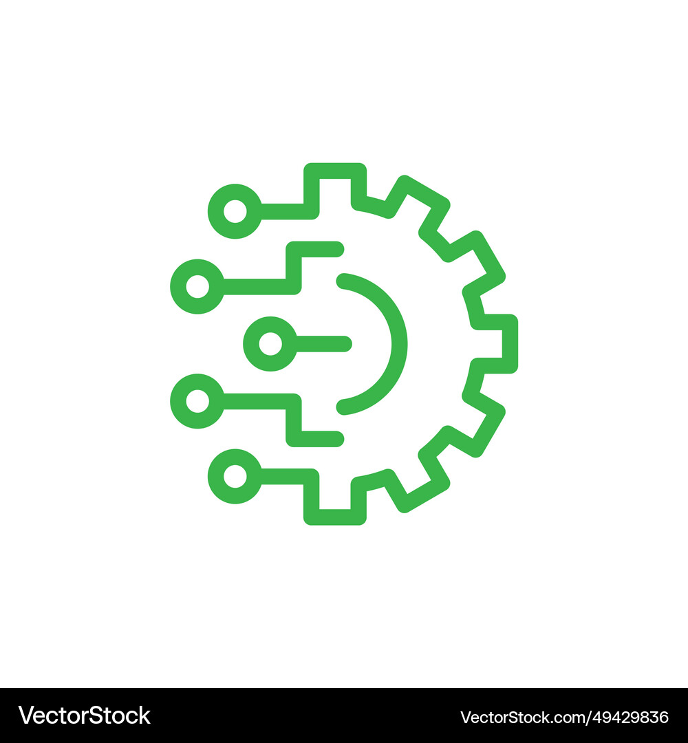 Green digital technology gear line art icon Vector Image