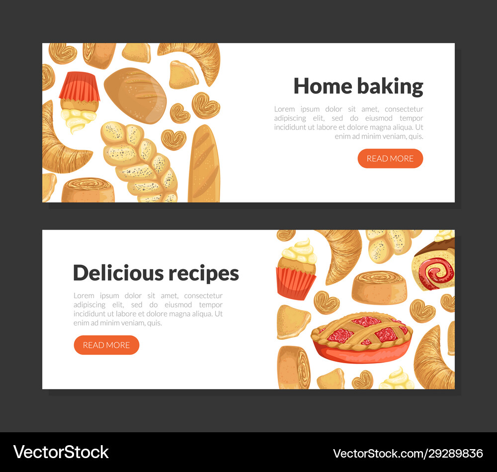 Home baking delicious recipes landing page Vector Image