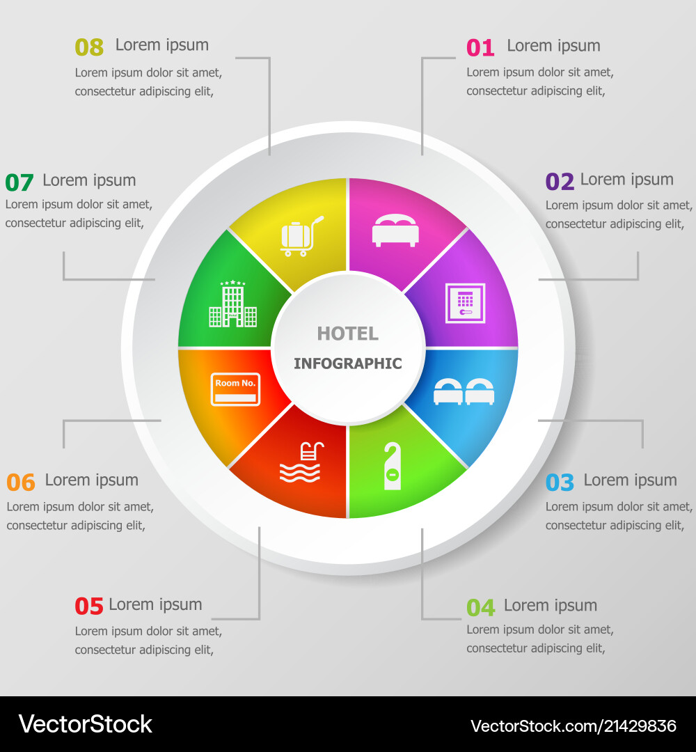 Infographic design template with hotel icons Vector Image