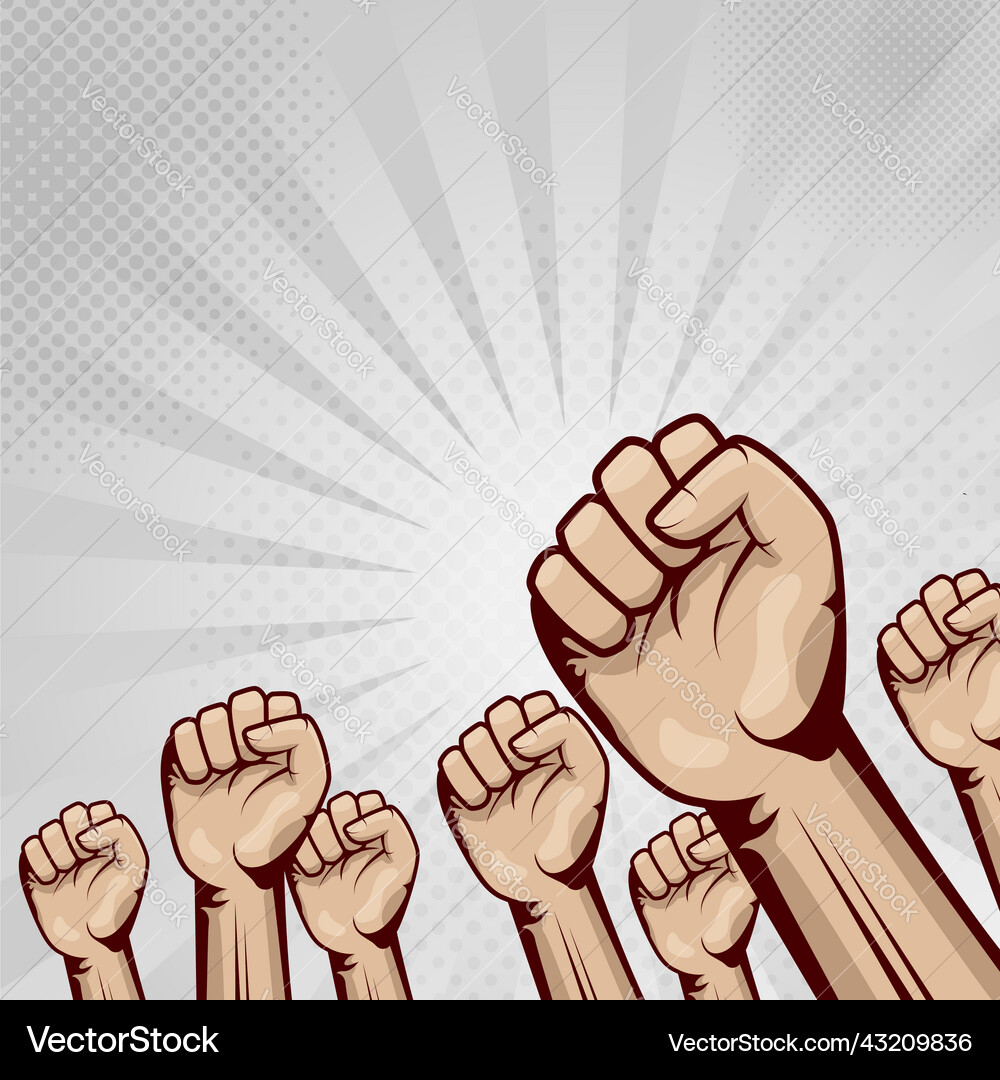 Raised hand with clenched fist background design Vector Image