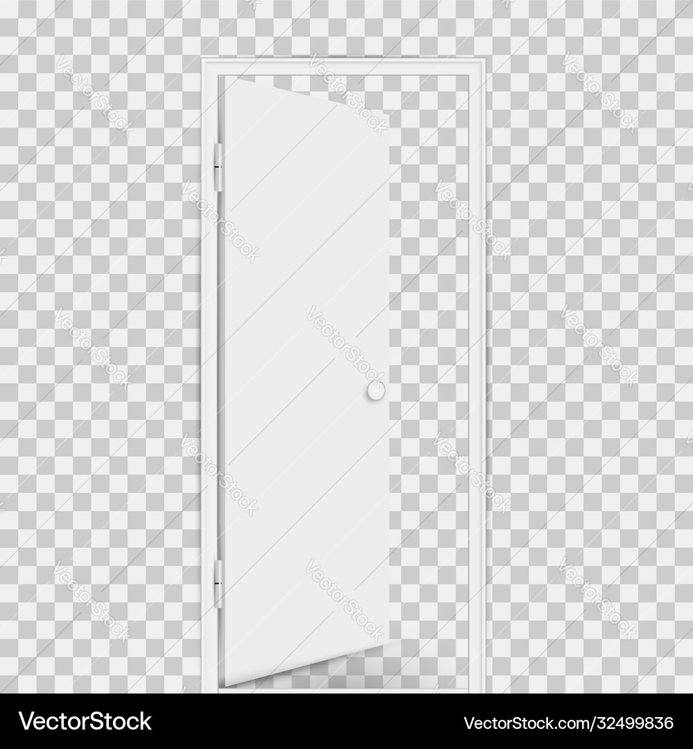 Realistic empty white door open inside isolated Vector Image