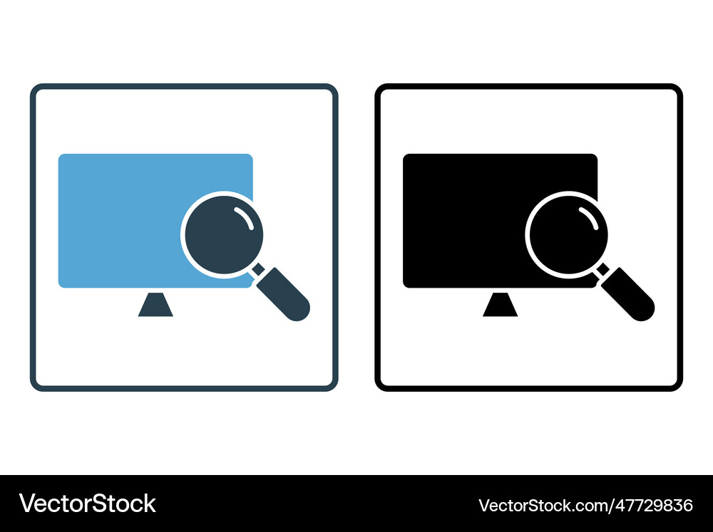 Screen and magnifying glass icon icon related to Vector Image