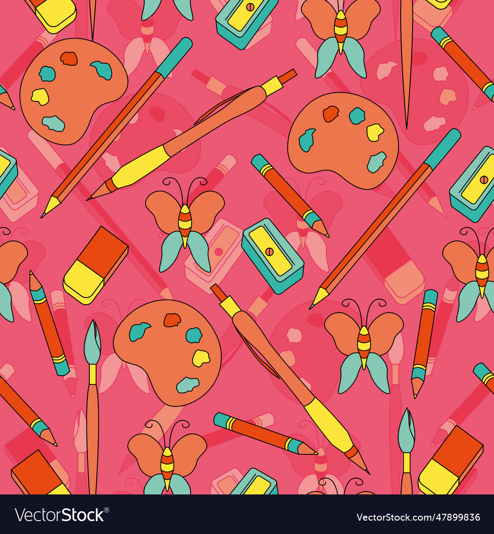 Seamless colored back to school pattern Royalty Free Vector