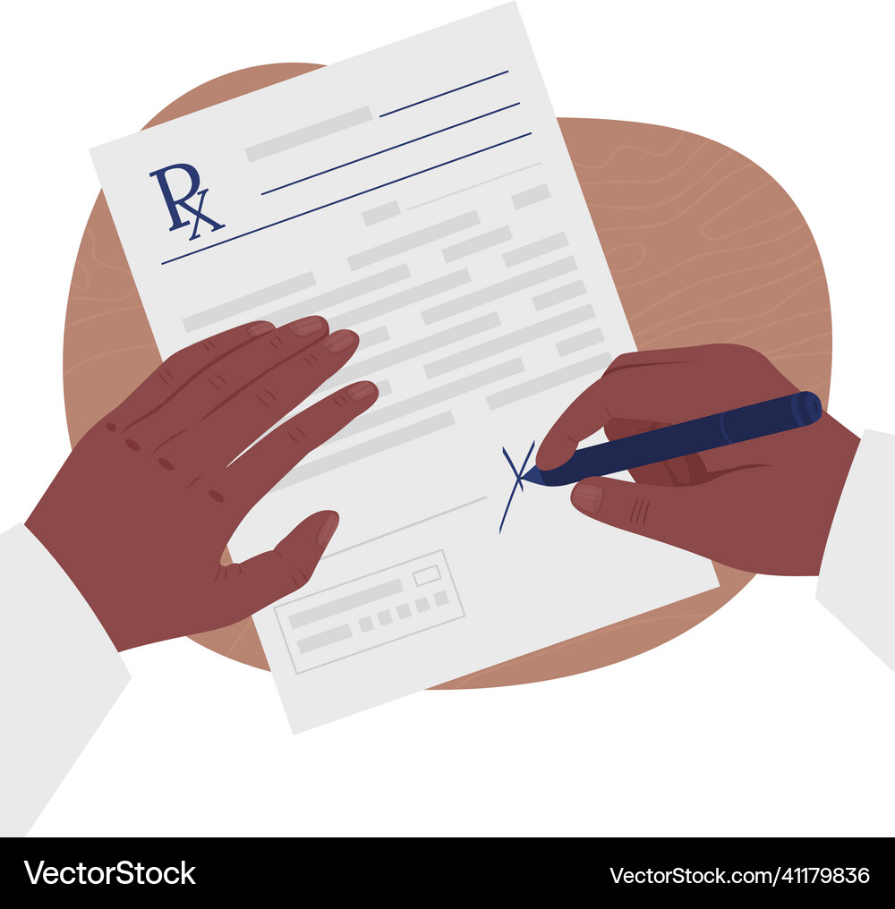 Signing contract with pen flat color Royalty Free Vector