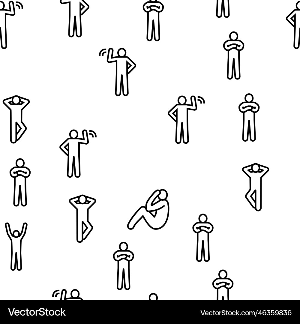 Stickman man people silhouette seamless Royalty Free Vector