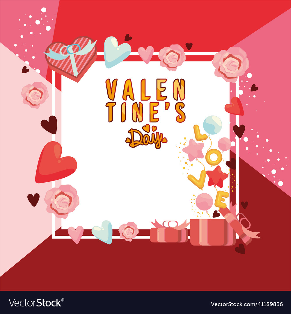 Valentines day square frame Royalty Free Vector Image