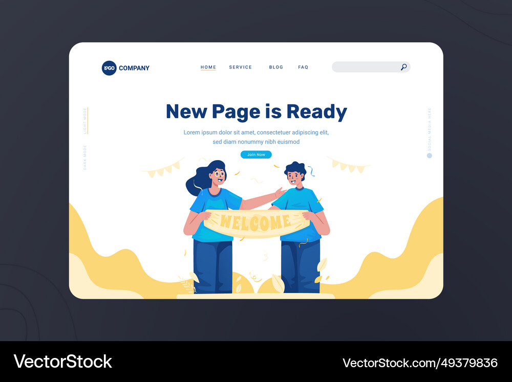 Welcome homepage website on landing Royalty Free Vector