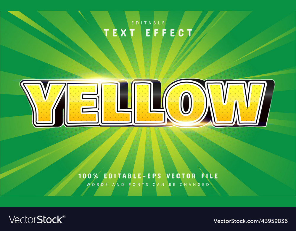 Yellow text effect comic style Royalty Free Vector Image