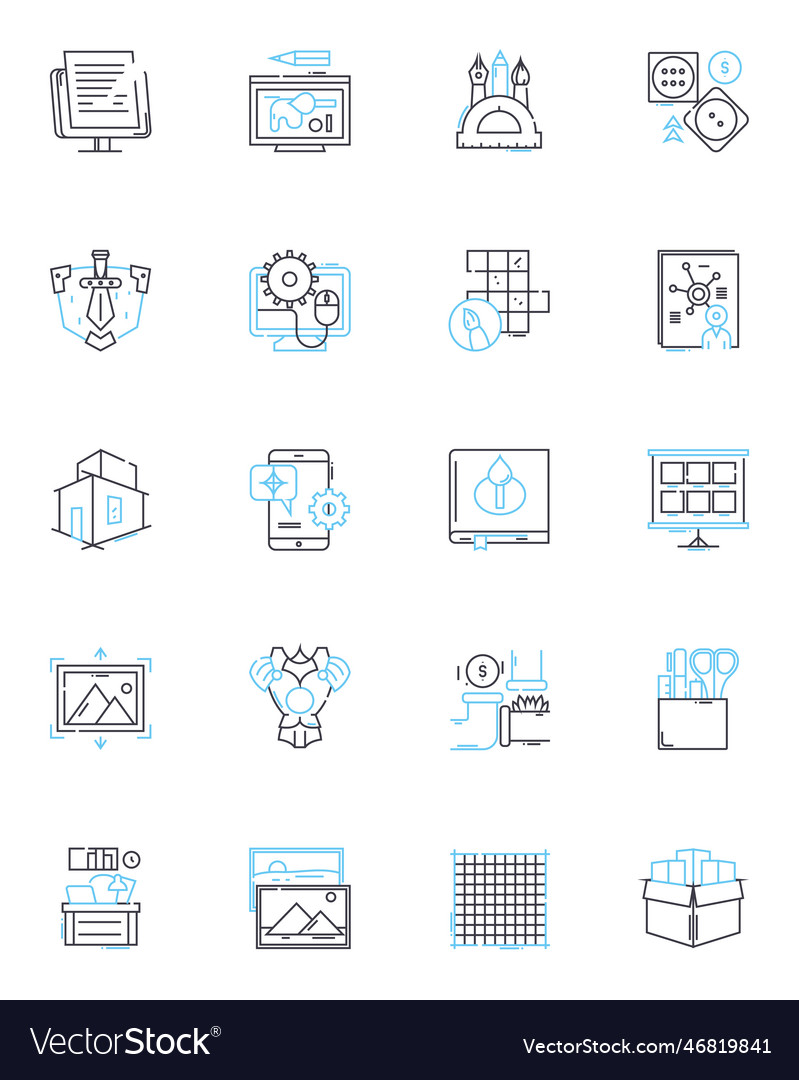 3d printing linear icons set filament extruder Vector Image
