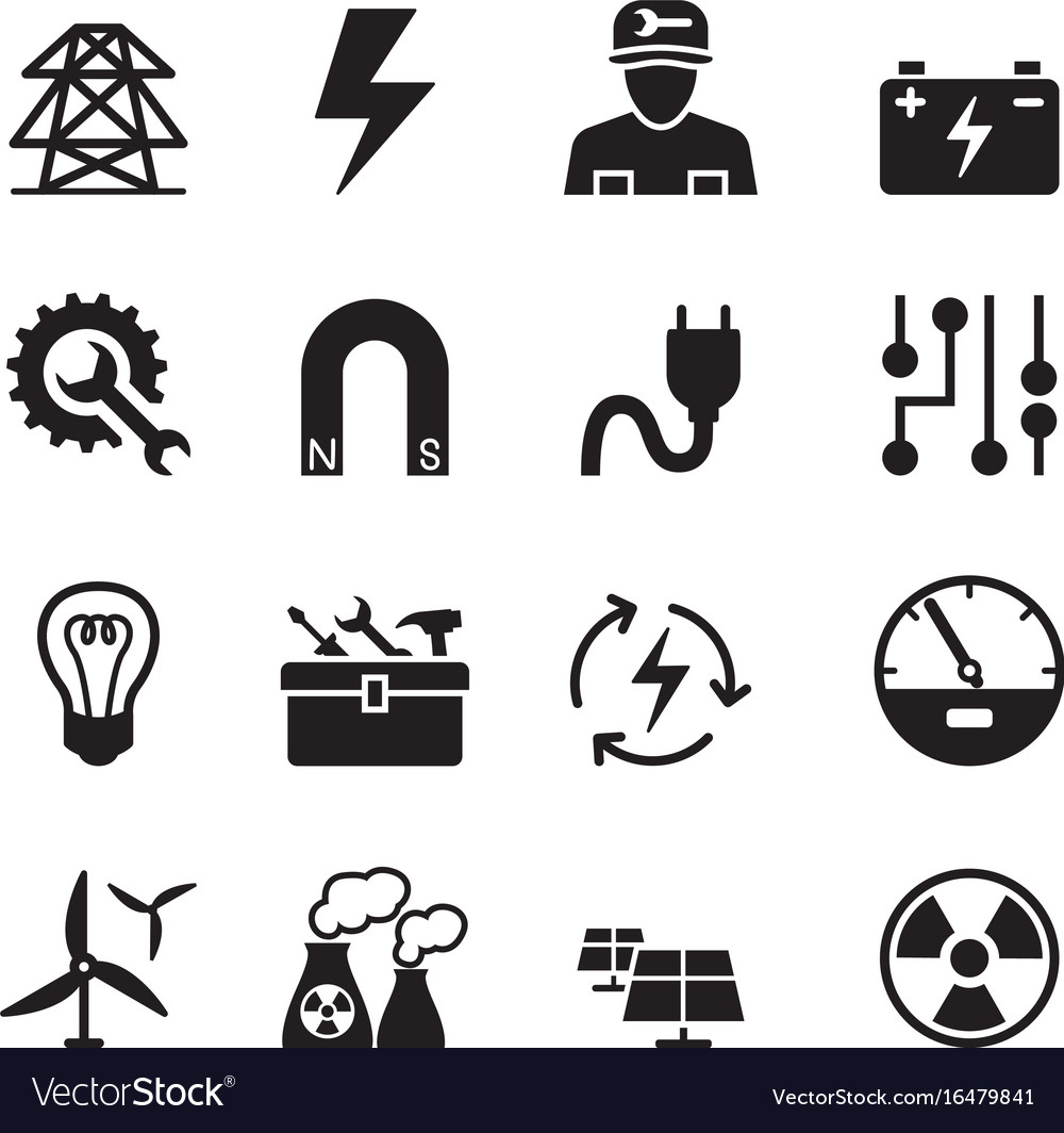 Basic electricity icons set Royalty Free Vector Image