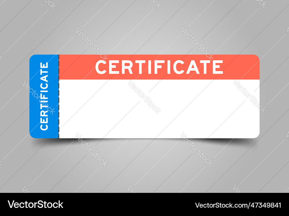 Blue and orange color ticket with word Royalty Free Vector