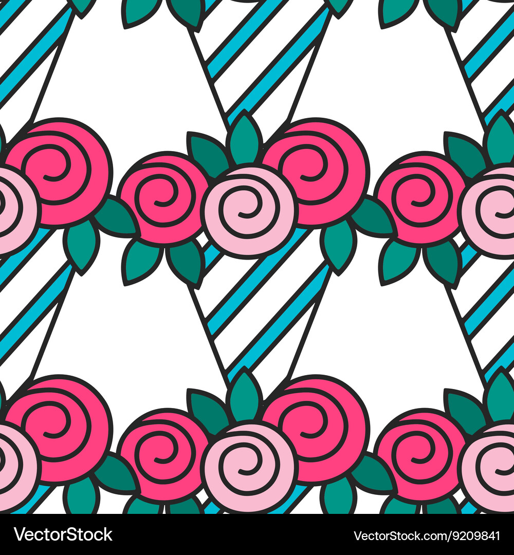 Bouquet of roses seamless pattern with flowers Vector Image