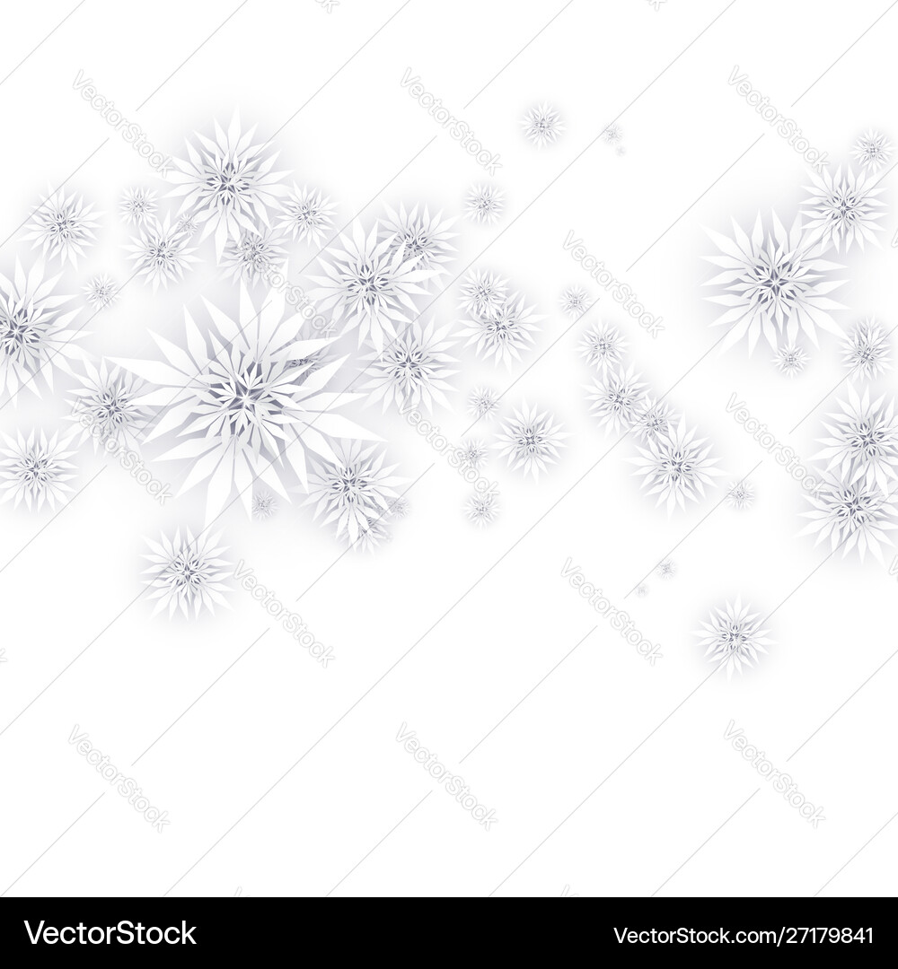 Christmas background with white paper snowflakes Vector Image