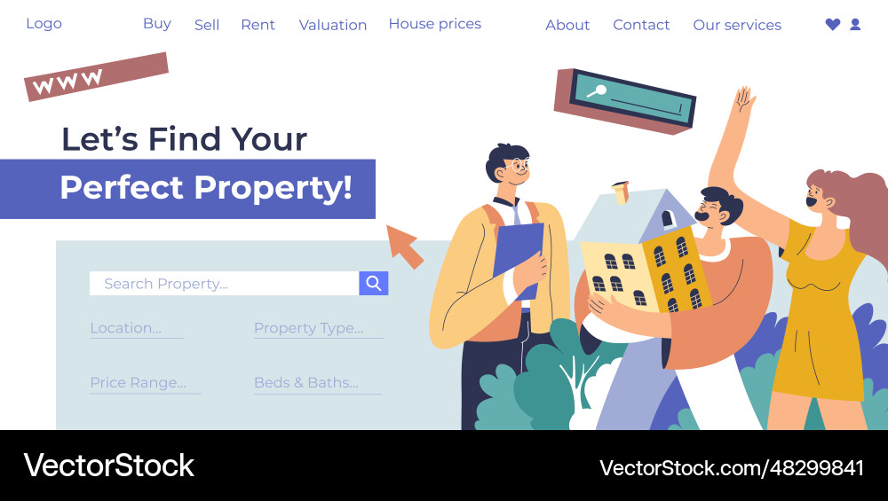 Find perfect property real estate advice web Vector Image