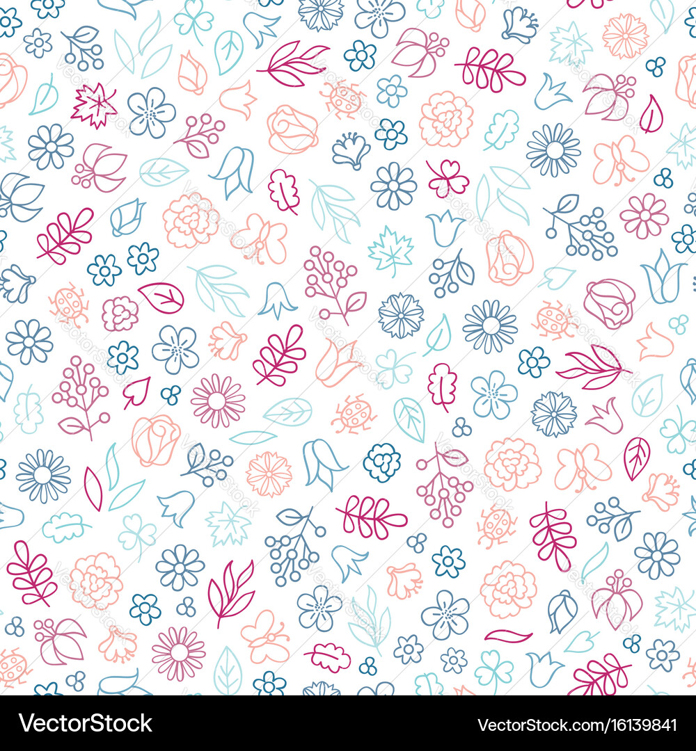 Flower icon seamless pattern floral leaves and Vector Image