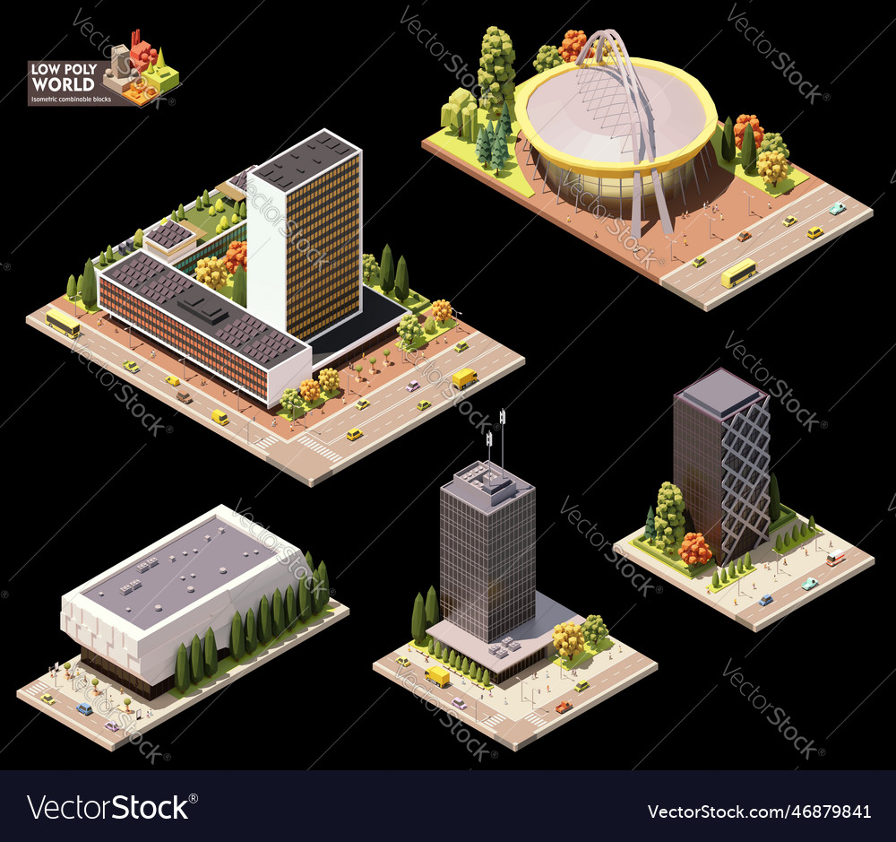 Isometric city downtown map Royalty Free Vector Image
