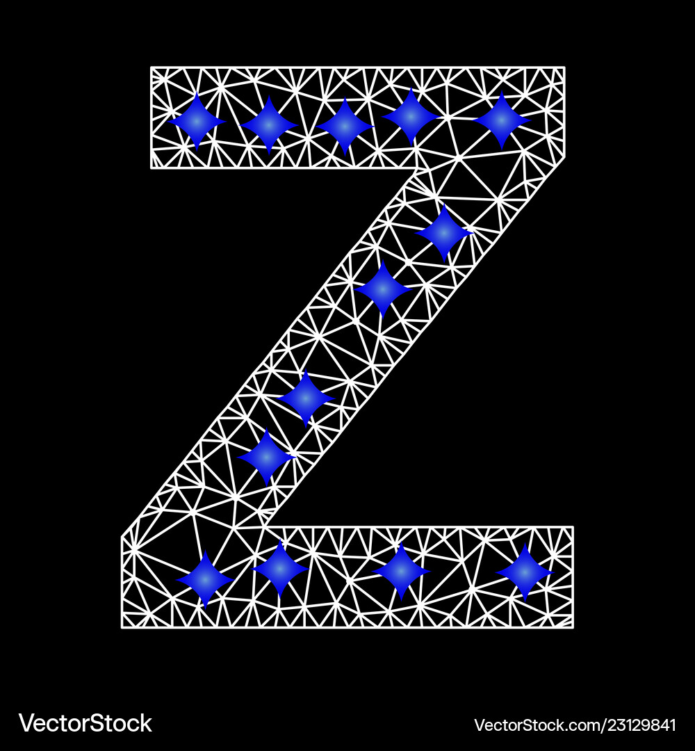 Mesh letter z logo icon with blue diamonds Vector Image