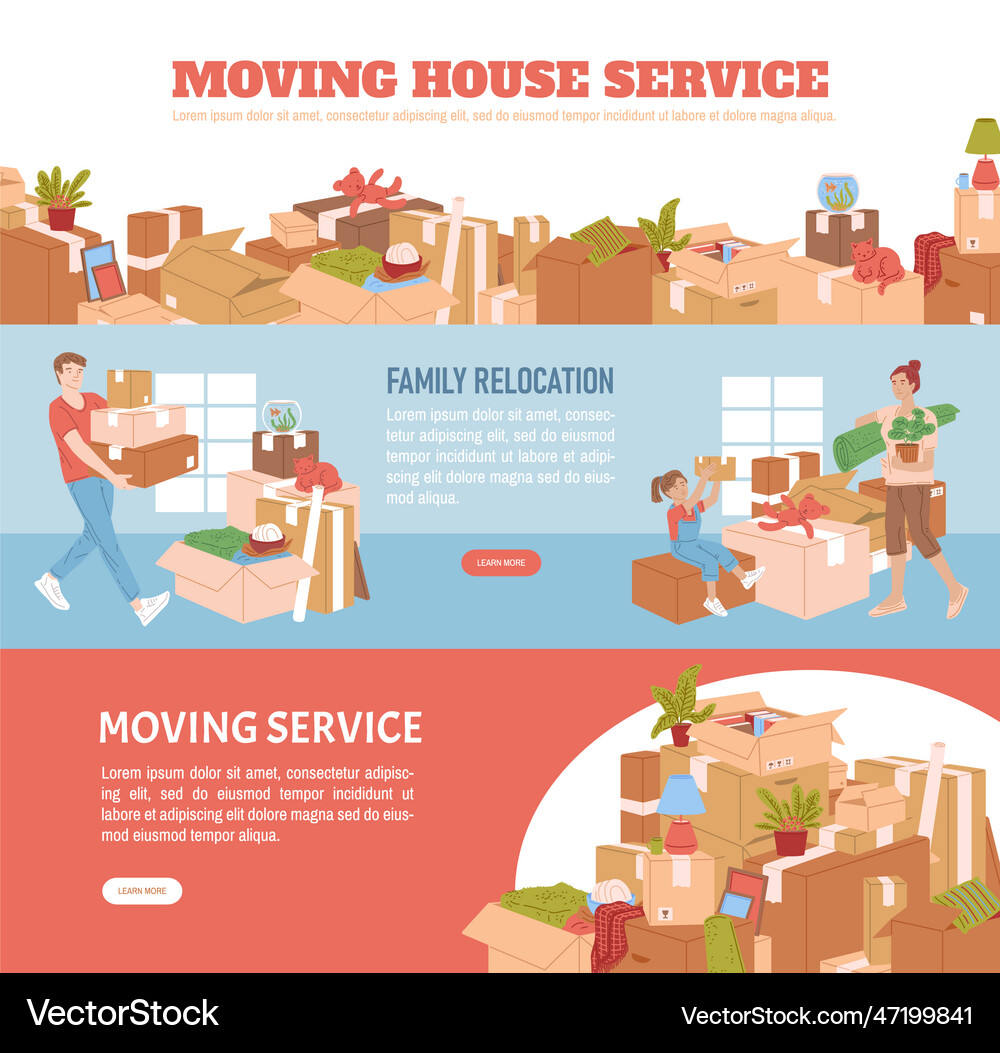 Moving house and family relocation horizontal Vector Image