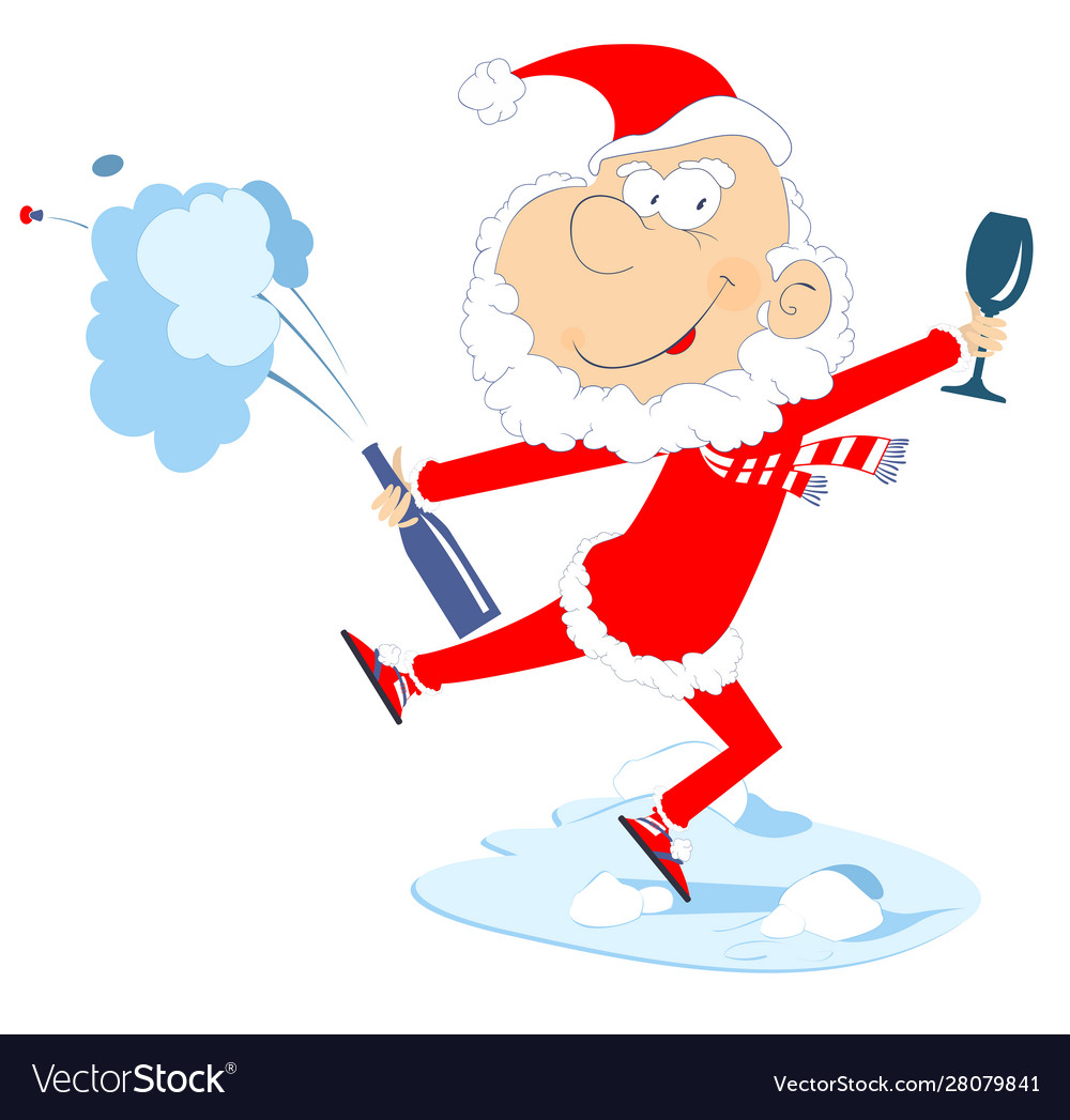 Santa claus bottle glass and champagne splashes Vector Image Santa claus bottle glass and champagne splashes Vector Image