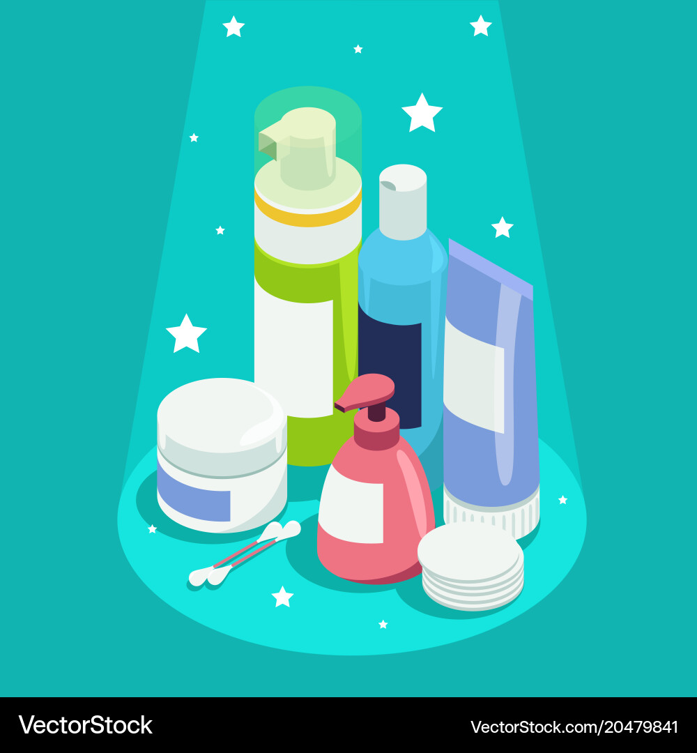 Set face and body care products Royalty Free Vector Image