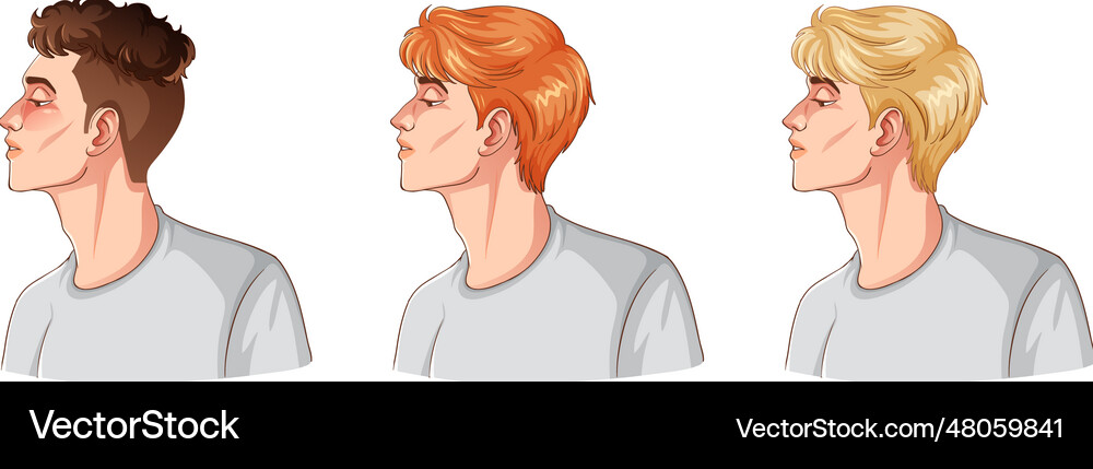 Side of men closed eyes collection Royalty Free Vector Image