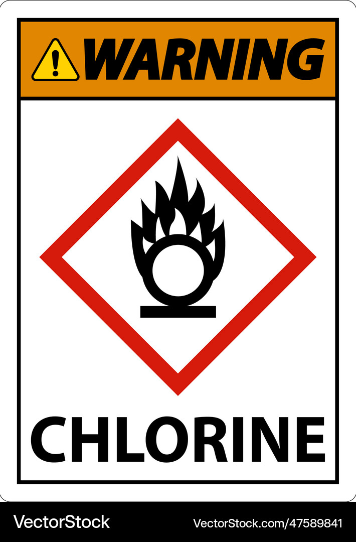 Warning chlorine oxidizer ghs sign on white Vector Image