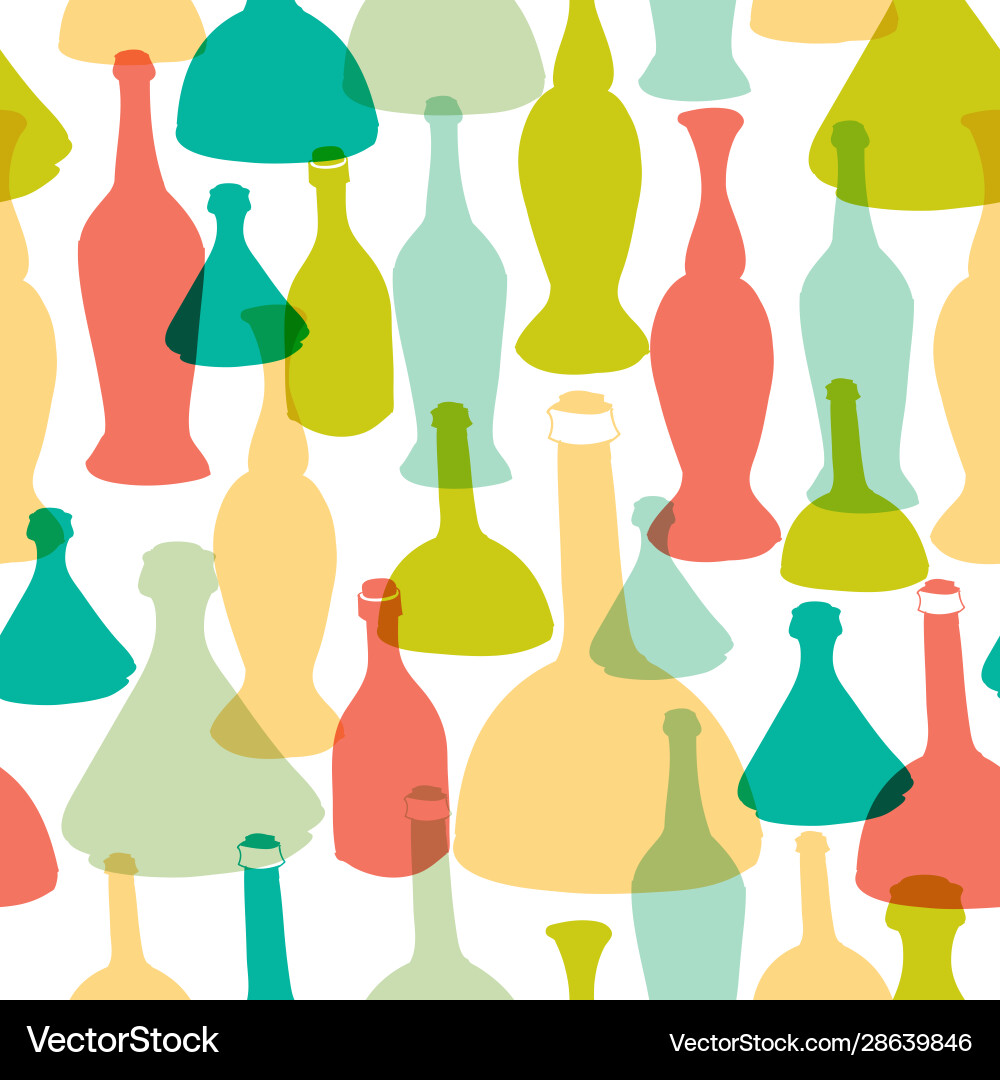Colorful stylish glass bottles seamless pattern Vector Image