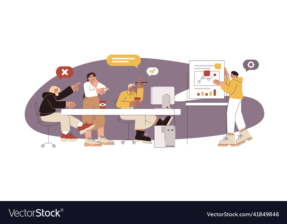 Hackathon programmers develop creative startup Vector Image