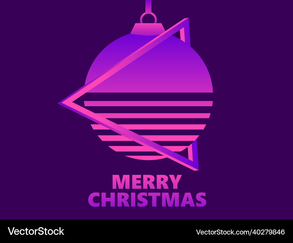 Merry christmas in synthwave and retrowave style Vector Image