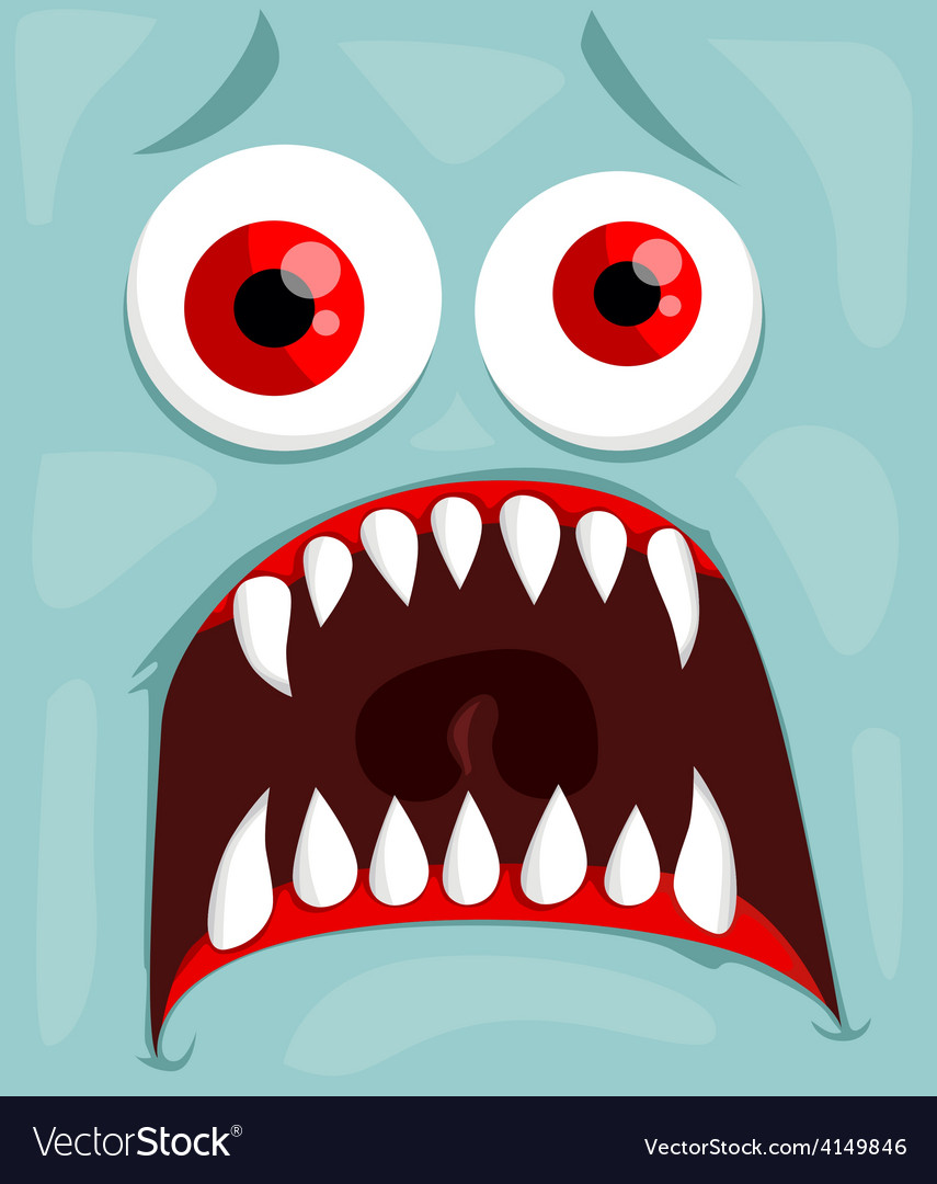 Monster Face with Sharp Teeth Royalty Free Vector Image