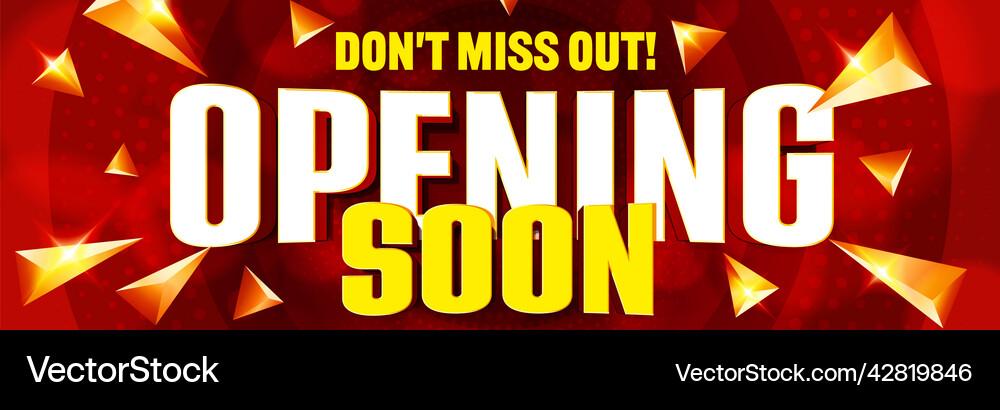 Opening soon promotion banner design Royalty Free Vector