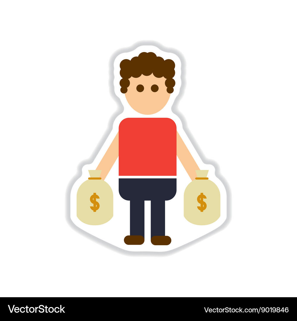 Paper sticker on white background man bags Vector Image