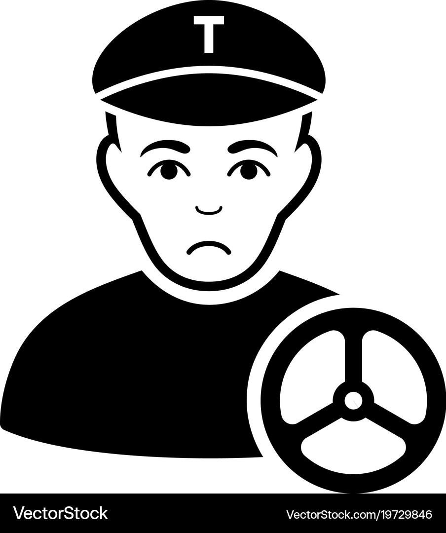 Sad taxi driver black icon Royalty Free Vector Image