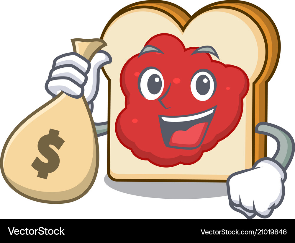 With money bag bread jam character cartoon Vector Image