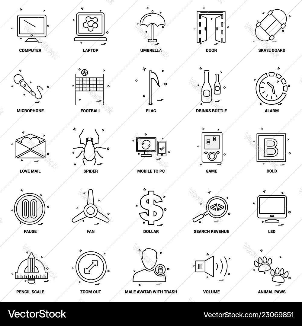 25 business concept mix line icon set Royalty Free Vector